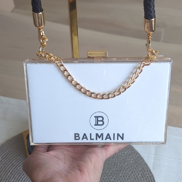 Balmain | Party Supplies | Balmain Black And Gold Chain Clutch | Poshmark